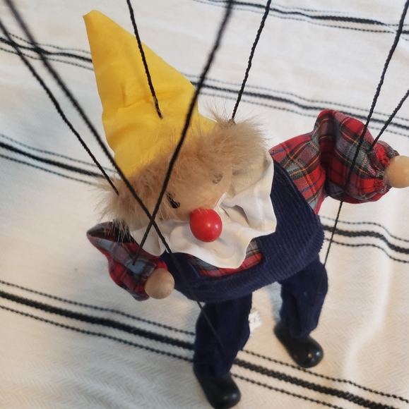 Vintage | Toys | Vintage Wood Clown Marionette Puppet | Poshmark